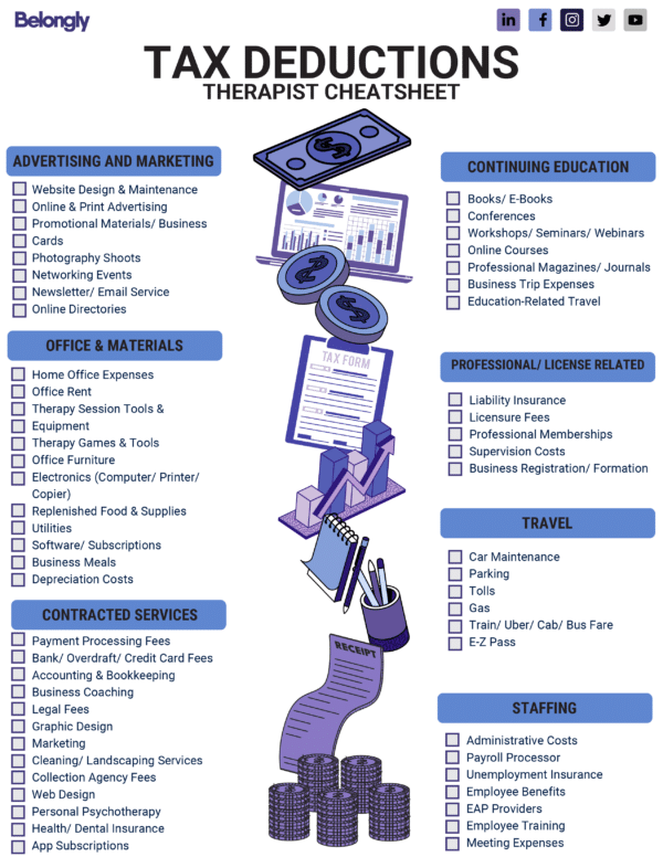 The Tax Deductions Cheatsheet For Therapists | Belongly The Tax Deductions Cheatsheet For Therapists | Belongly