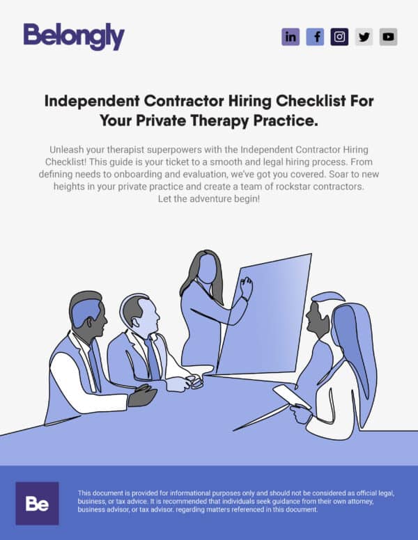 Therapy Practice: Independent Contractor Hiring Checklist